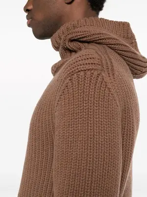 LANVIN Ribbed-knit Hooded Jumper