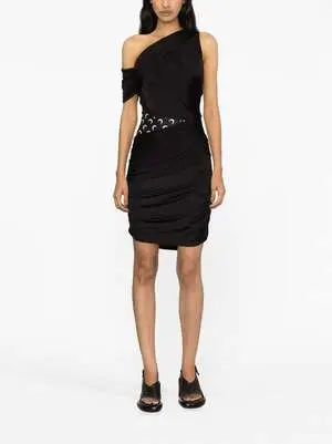 MARINE SERRE Draped One-shoulder Dress