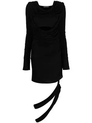 ANDREĀDAMO Asymmetric Draped Cut-out Dress - Black