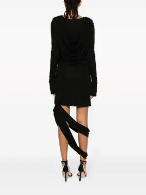 ANDREĀDAMO Asymmetric Draped Cut-out Dress - Black