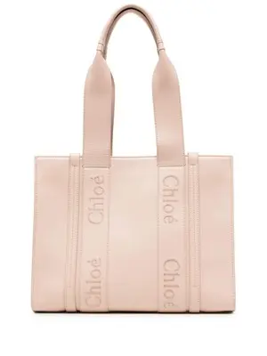 Chloé Medium Woody Leather Tote - Pink