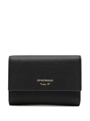 Emporio Armani Logo-plaque Grained-faux Leather Wallet - Black
