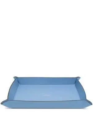 Smythson Large Rectangular Leather Tray - Blue