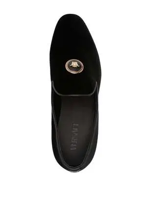 Versace Medusa Velvet Loafers - Black