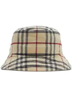 Burberry Vintage Check Cotton Bucket Hat - Neutrals