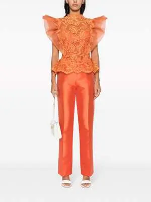 GEMY MAALOUF Satin Straight-leg Trousers