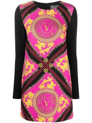 Versace V-emblem Chain-print Minidress