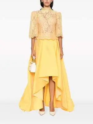 GEMY MAALOUF Floral-lace Puff-sleeve Top