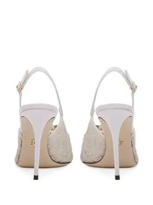 Dolce & Gabbana Crystal Lace Slingback Pumps - Neutrals