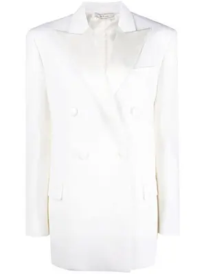 REV Virgin Wool Double-breasted Coat - White