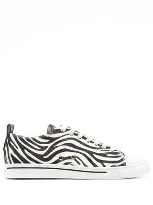 Roberto Cavalli Zebra-print Leather Sneakers - White