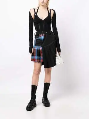 CHARLES JEFFREY Asymmetric Plaid Miniskirt