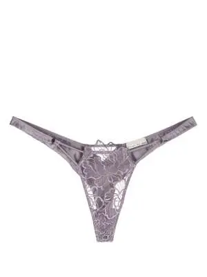 FLEUR DU MAL Whitney Embroidered Thong - Purple