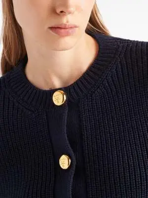 Prada Ribbed-knit Wool Cardigan - Blue