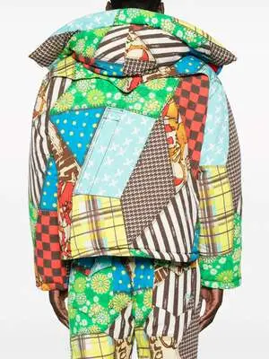 ERL Patchwork Padded Hooded Jacket - Blue