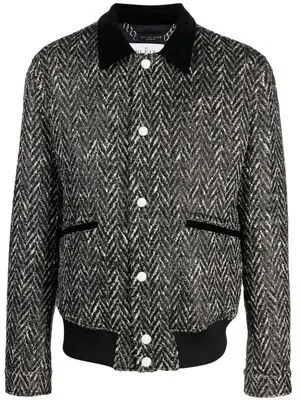 Philipp Plein Herringbone-pattern Wool Bomber Jacket