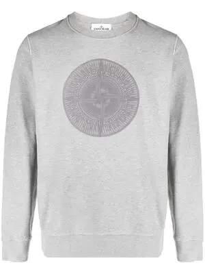 Stone Island Logo-embroidered Cotton Sweatshirt - Grey