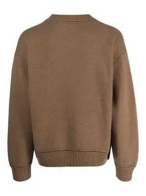 Sacai Crew-neck Pullover Jumper - Brown
