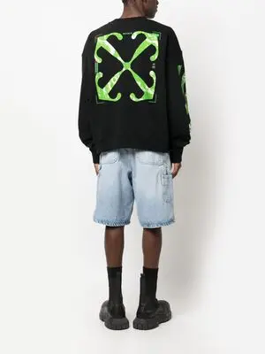 Off-White Diag Stripe Cotton Sweatshirt - Black