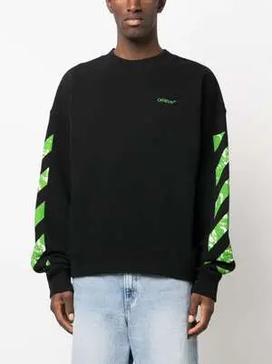 Off-White Diag Stripe Cotton Sweatshirt - Black