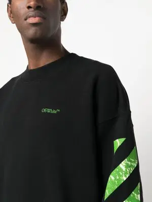Off-White Diag Stripe Cotton Sweatshirt - Black