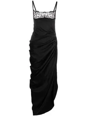 Jacquemus La Saudade Floral-embroidered Asymmetric Dress - Black