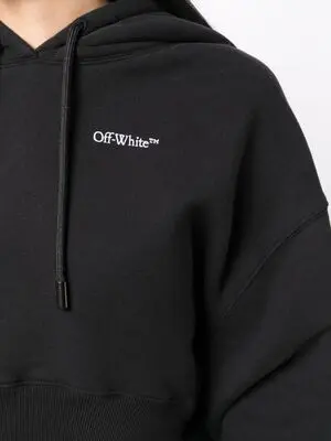 Off-White Logo-print Cropped Hoodie - Black