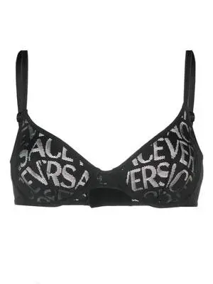 Versace Allover Mesh Underwire Bra - Black