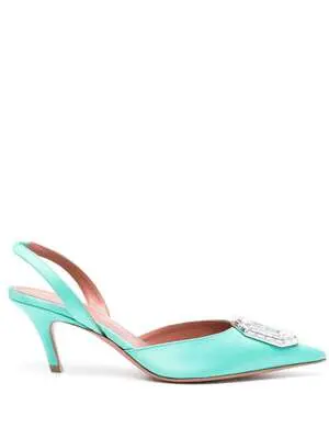 Amina Muaddi Camelia 60mm Slingback Pumps - Green