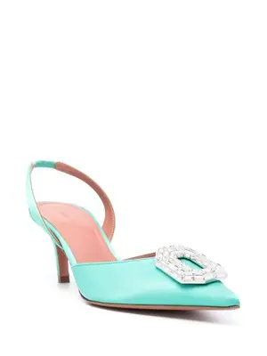 Amina Muaddi Camelia 60mm Slingback Pumps - Green