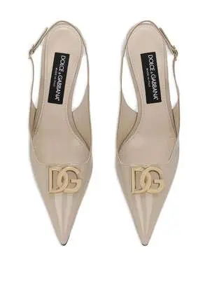 Dolce & Gabbana Logo-plaque Slingback Pumps - Neutrals
