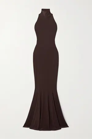Norma Kamali Stretch-jersey Turtleneck Gown - Brown