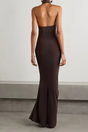 Norma Kamali Stretch-jersey Turtleneck Gown - Brown