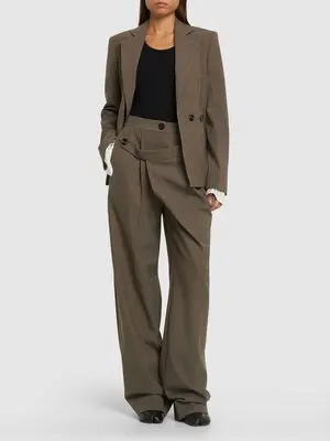 PETER DO Wool Blend Wrap Wide Pants