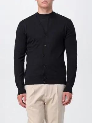 BALLANTYNE V-neck Pure Wool Cardigan With Ribbed Trims Black