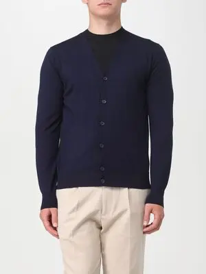 BALLANTYNE V-neck Pure Wool Cardigan With Ribbed Trims Blue