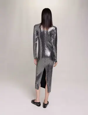 Maje Glittered High Neck Maxi Dress