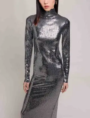 Maje Glittered High Neck Maxi Dress
