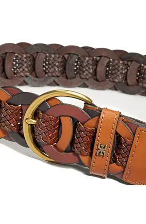 Sam Edelman Woven Leather Link Belt - Multi-brown