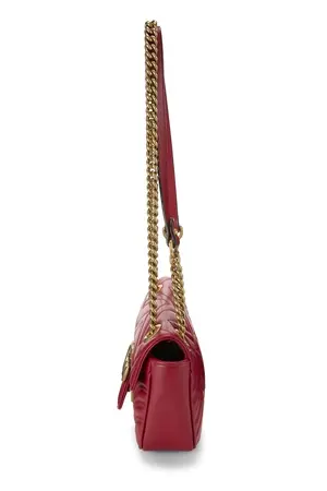 Gucci Leather Gg Marmont Shoulder Bag - Red