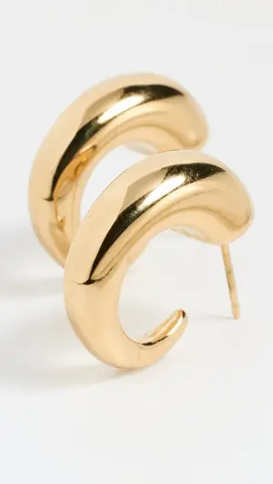 BY ADINA EDEN Solid Bubble Hoop Earrings - Gold