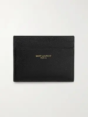 Saint Laurent Logo-print Upcycled Cross-grain Leather Cardholder - Black