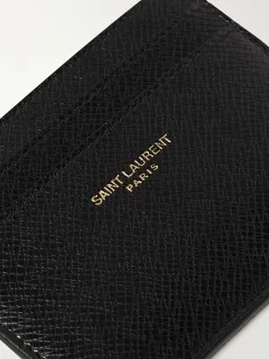 Saint Laurent Logo-print Upcycled Cross-grain Leather Cardholder - Black