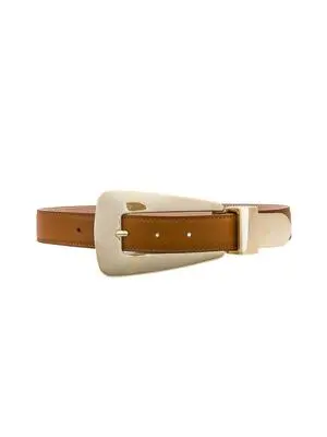 Khaite Lucca Gold Buckle 30mm Belt Nougat