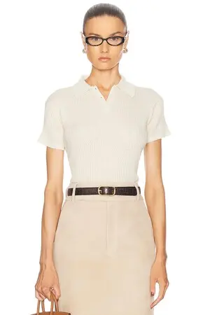 Women's Cream Knit Polo