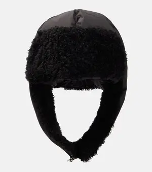 YVES SALOMON Shearling-trimmed Trapper Hat - Black