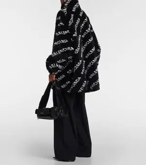 Balenciaga Logo Print Zip-up Jacket - Black