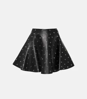 Alaïa Eyelet-embellished Leather Miniskirt