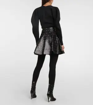 Alaïa Eyelet-embellished Leather Miniskirt