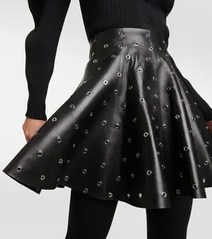 Alaïa Eyelet-embellished Leather Miniskirt